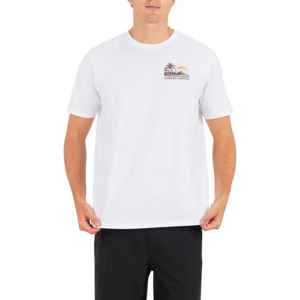 Hurley Island Scape Cotton Graphic T-shirt - White