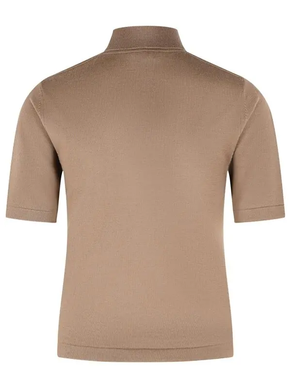 COURREGES Merino Wool Ribbed Turtleneck Sweater - Brown