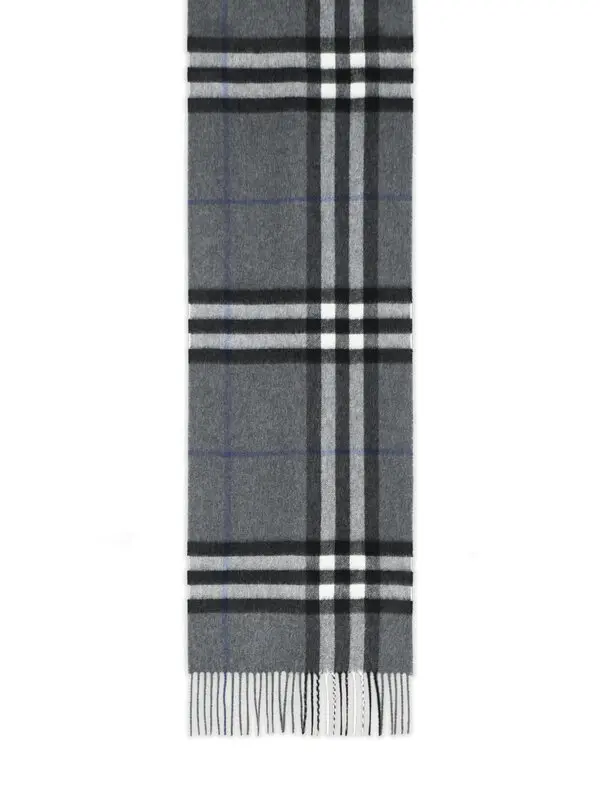 Burberry Mu Giant Check' Grey Cashmere Scarf - Gray