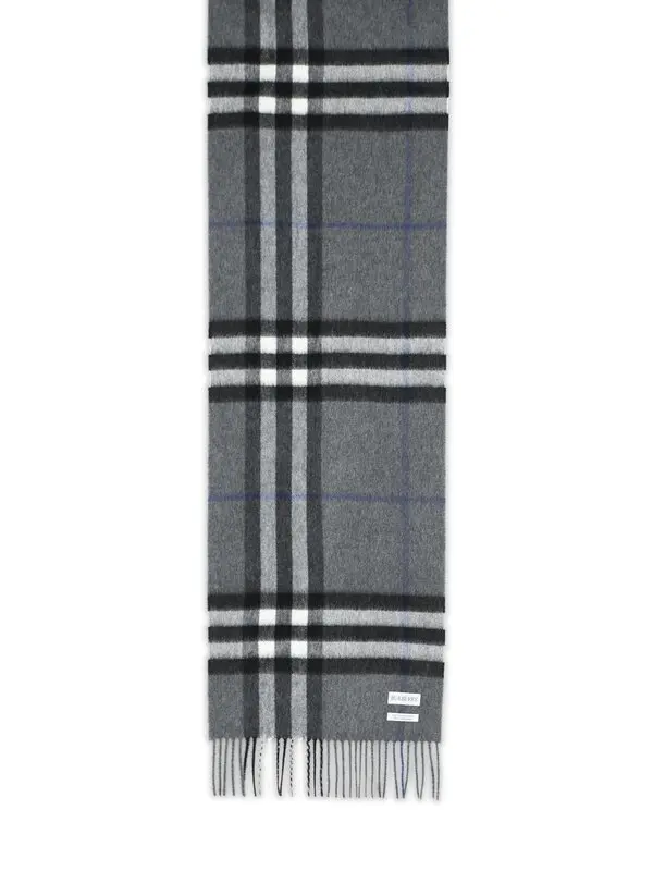 Burberry Mu Giant Check' Grey Cashmere Scarf - Gray