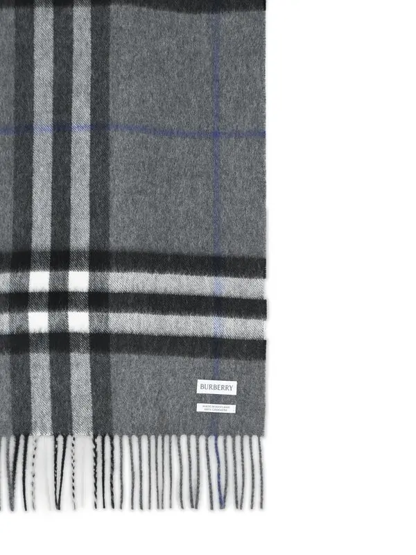 Burberry Mu Giant Check' Grey Cashmere Scarf - Gray