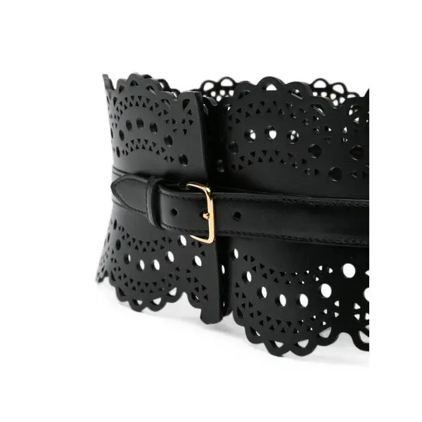 Alaïa Laser-cut Leather Belt - Black