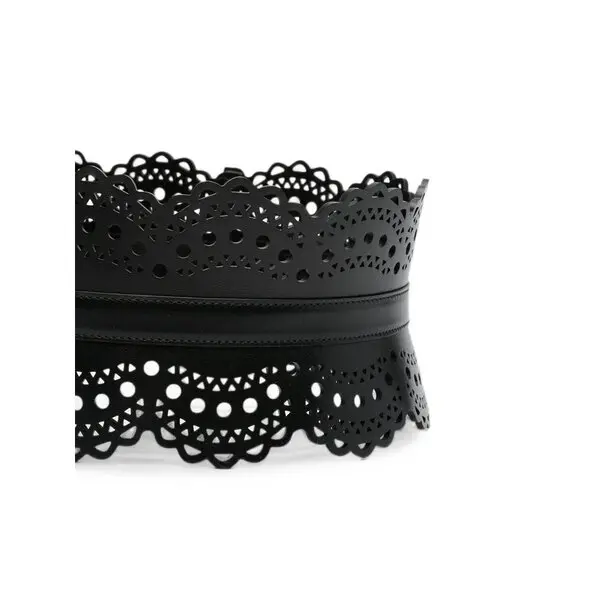Alaïa Laser-cut Leather Belt - Black