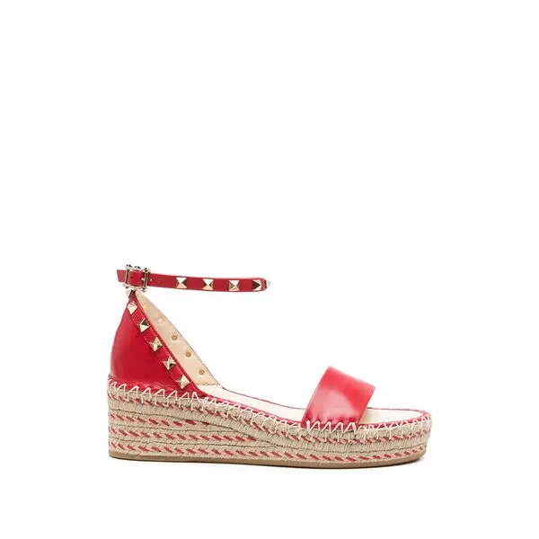 Valentino Garavani Studded Espadrille Wedge Sandals