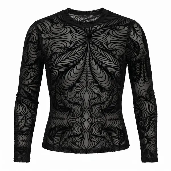 JANARA JONES Iris Flocked Stretch Mesh Tsara Top