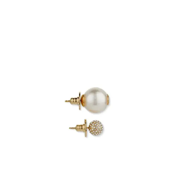 JIMMY CHOO Mismatched Stud Earrings With Pearl And Crystal Embellishments - Gold