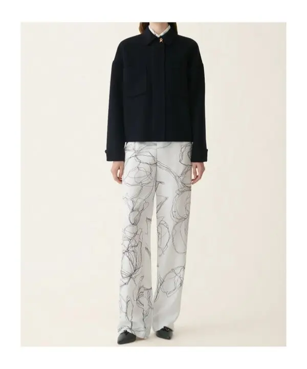 Fabiana Filippi Cropped Wool Shirt Jacket With Filo Diamante Detail