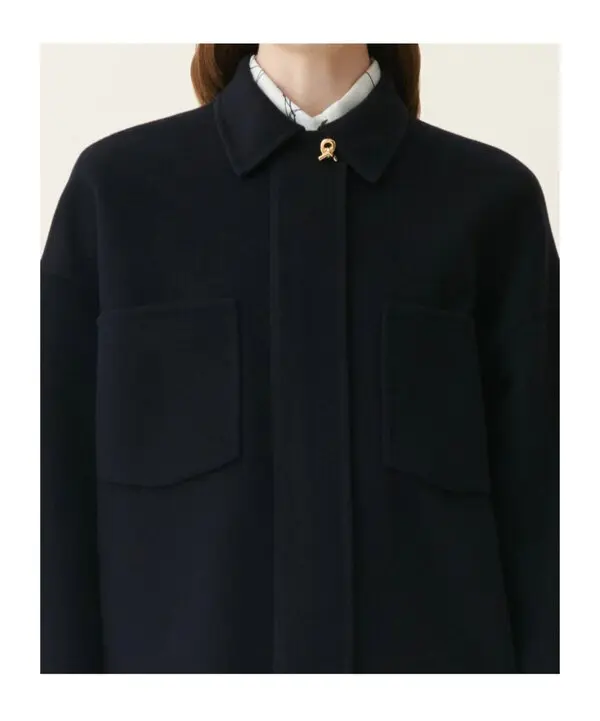 Fabiana Filippi Cropped Wool Shirt Jacket With Filo Diamante Detail