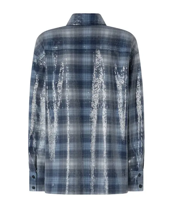 Pinko Overshirt With Check Pattern And Sequins