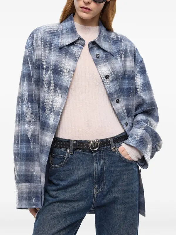 Pinko Orchidea Check Sequin Overshirt - No