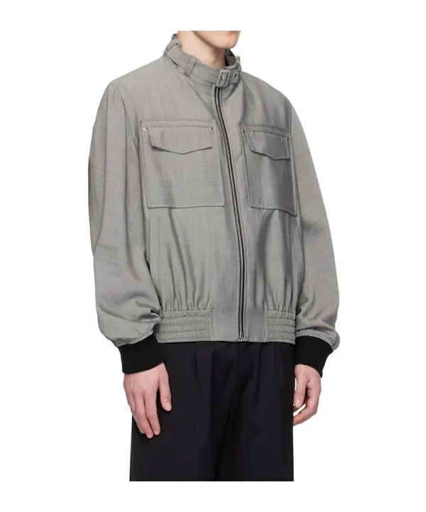 LANVIN Wool Blend Zip-up Casual Jacket