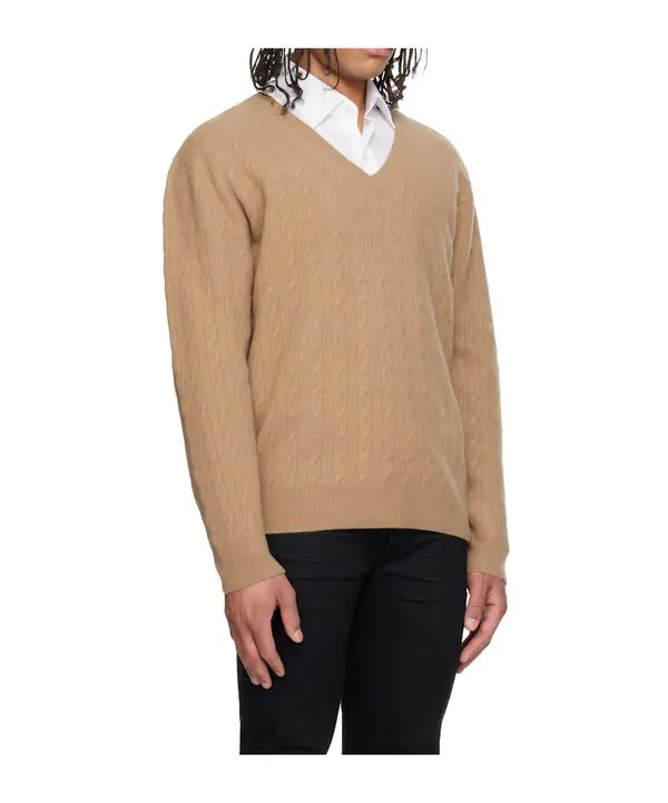 TOM FORD Cable Knit Wool Long-sleeved V-neck Sweater
