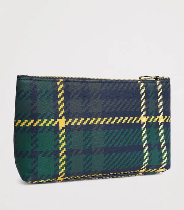 Harrods Medium Tartan Logo Pouch - Navy