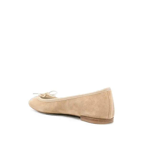 Repetto Beige Suede Ballet Flats With Bow Detailing - Cream