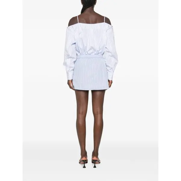 Alexander Wang Off-the-shoulder Stripe Dress - Blue