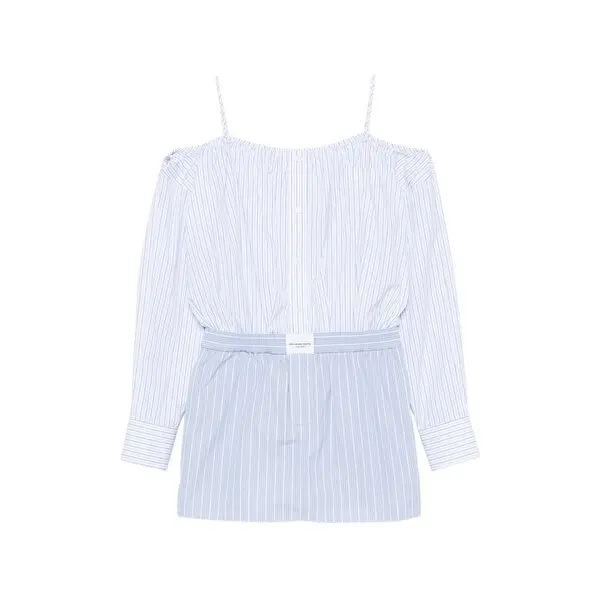 Alexander Wang Off-the-shoulder Stripe Dress - White