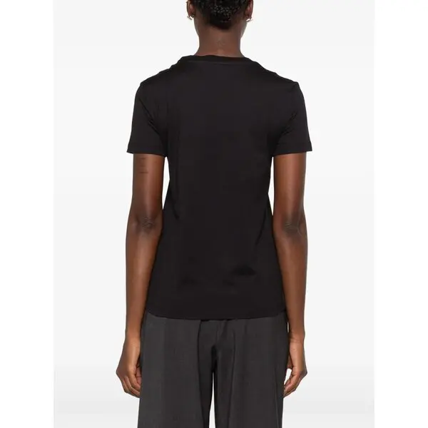 Max Mara Cotton Crewneck T-shirt With Logo Patch Pocket