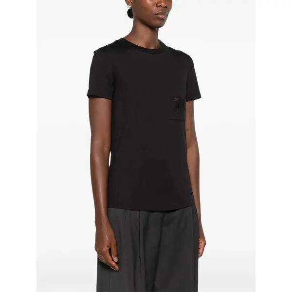 Max Mara Cotton Crewneck T-shirt With Logo Patch Pocket