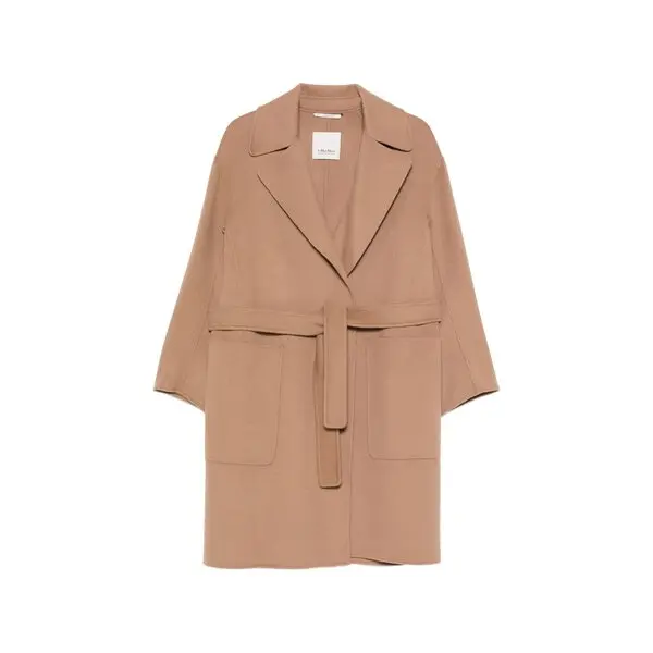 Max Mara Camel Brown Single Breasted Wool Coat - Cream
