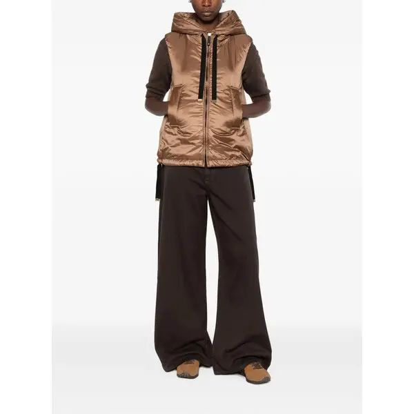Max Mara Sleeveless Padded Jacket With Drawstring Hood - Brown