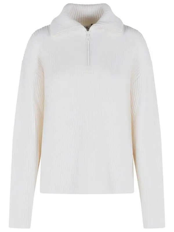 COURREGES Merino Wool Quarter Zip Sweater - White