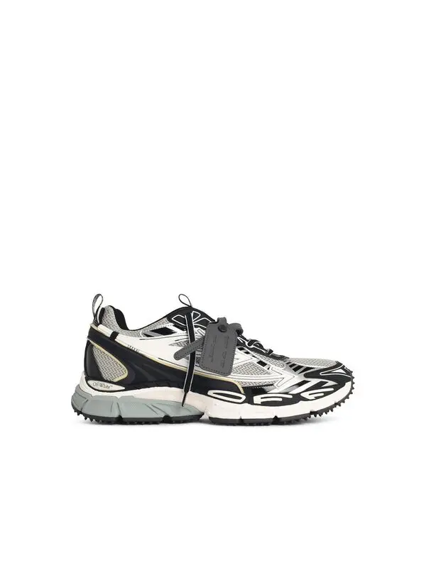 Off-White Grey Mesh Sneakers With Iconic Arrow Logo - Gray