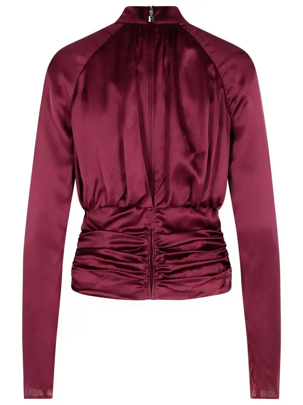 ROTATE BY BIRGER CHRISTENSEN Burgundy Silk Blouse - Multicolor