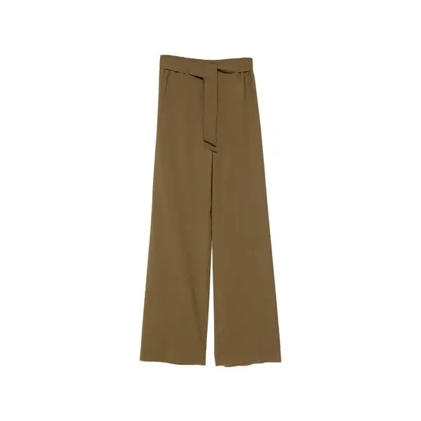 Max Mara High-waisted Wide Leg Trousers With Belt - Brown