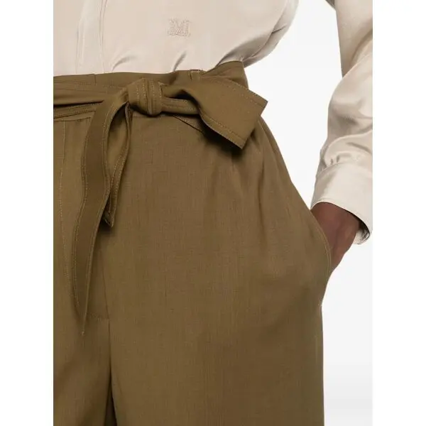 Max Mara High-waisted Wide Leg Trousers With Belt - Brown
