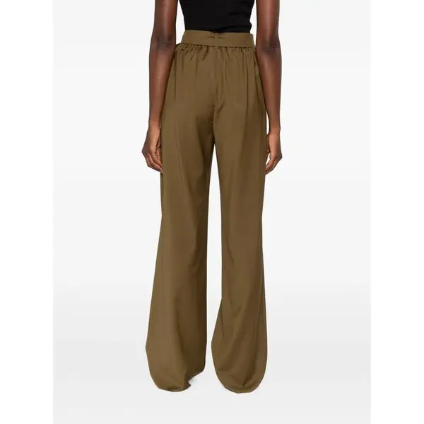 Max Mara High-waisted Wide Leg Trousers With Belt - Brown