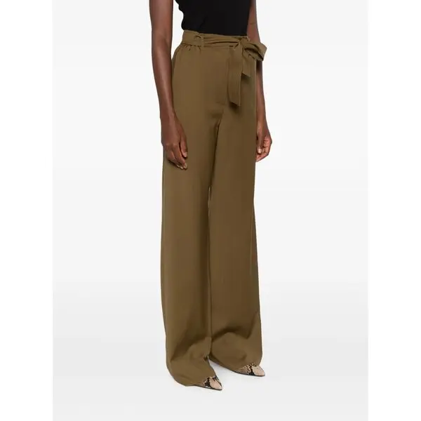 Max Mara High-waisted Wide Leg Trousers With Belt - Brown