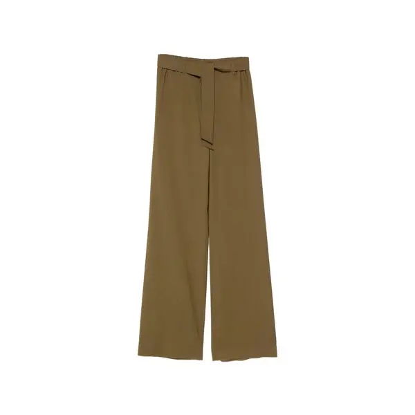 Max Mara High-waisted Wide Leg Trousers With Belt - Green