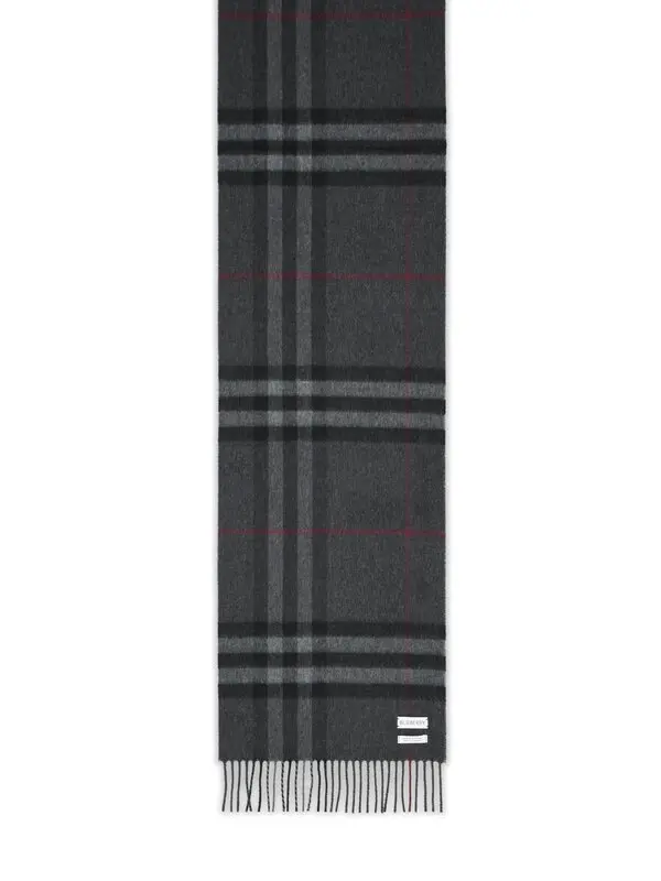 Burberry Mu Giant Check' Dark Grey Cashmere Scarf