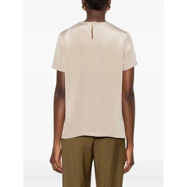 Max Mara Satin T-shirt With Embroidered Pocket - Green