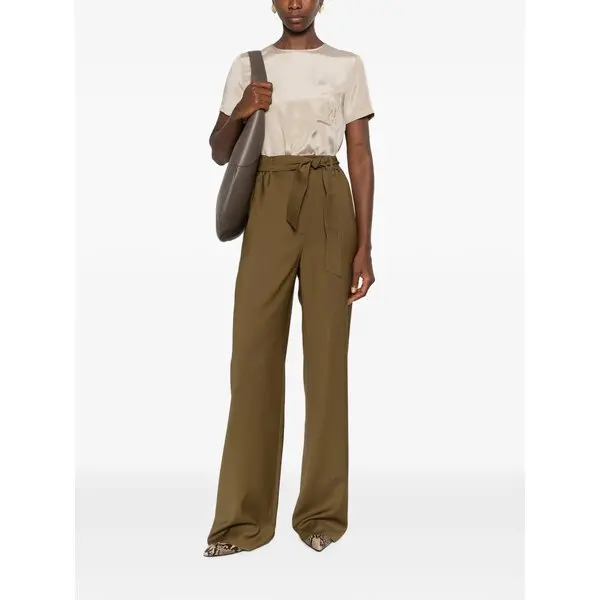 Max Mara Satin T-shirt With Embroidered Pocket - Green