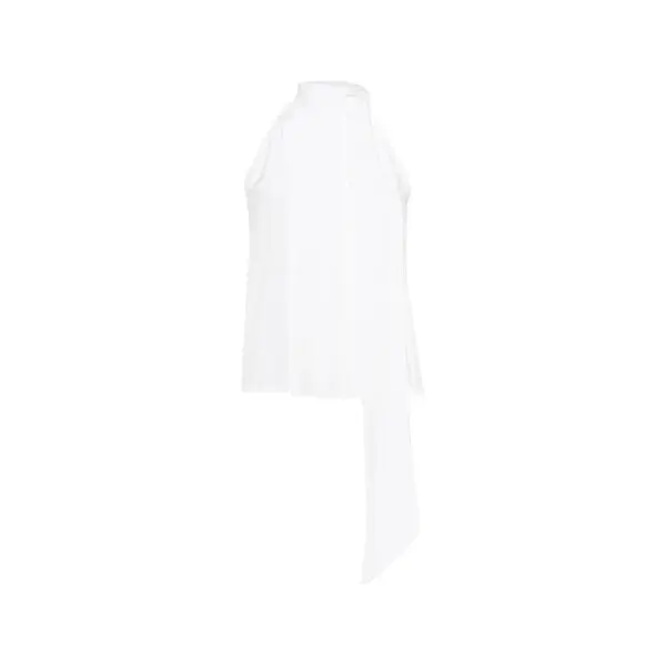 Max Mara Sleeveless Silk Blouse With Tie Detail - White