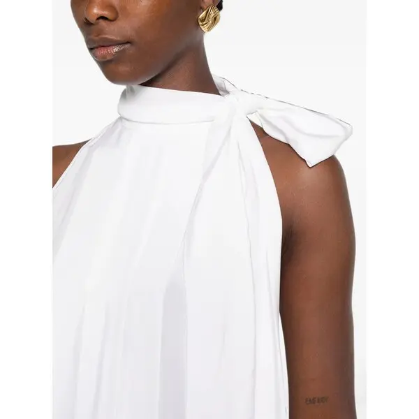 Max Mara Sleeveless Silk Blouse With Tie Detail - White