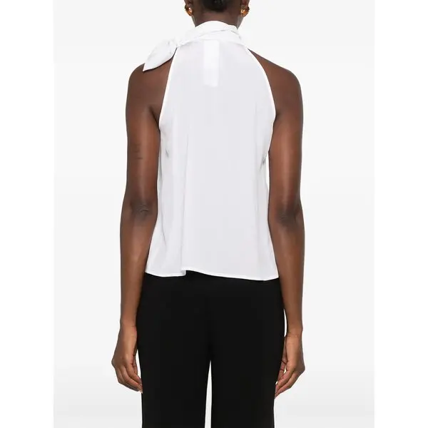 Max Mara Sleeveless Silk Blouse With Tie Detail - White