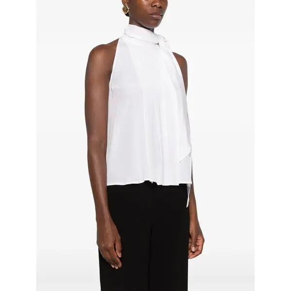 Max Mara Sleeveless Silk Blouse With Tie Detail - White