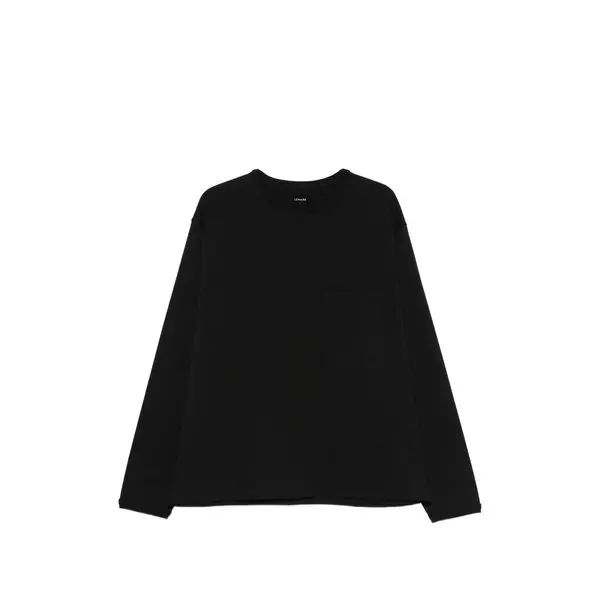 LEMAIRE Cotton Crew Neck Long Sleeve Sweatshirt With Chest Pocket - Black