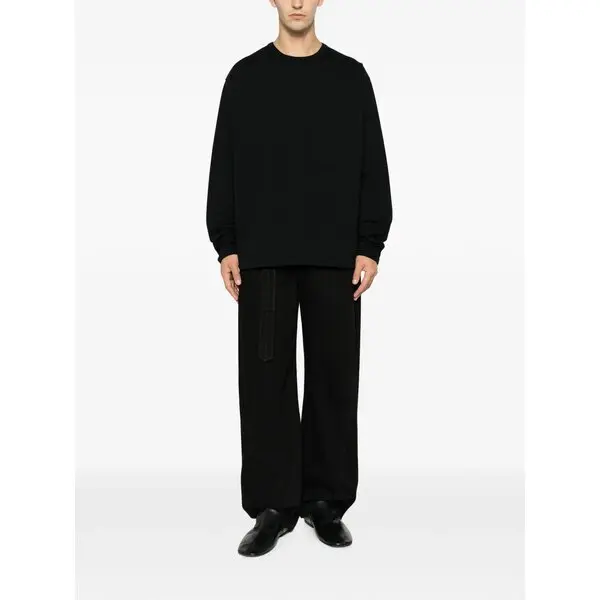 LEMAIRE Cotton Crew Neck Long Sleeve Sweatshirt With Chest Pocket - Black