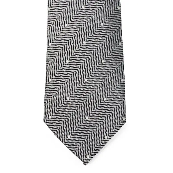 TOM FORD Silk Neck Tie With Herringbone Pattern - Black