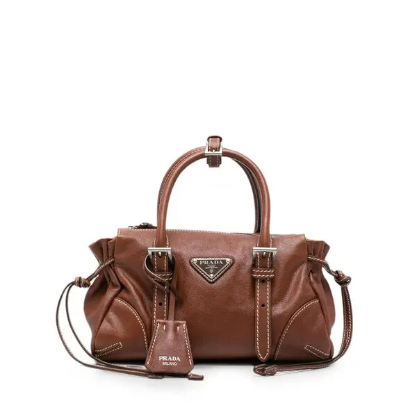 Prada Calf Leather Tote Bag - Brown