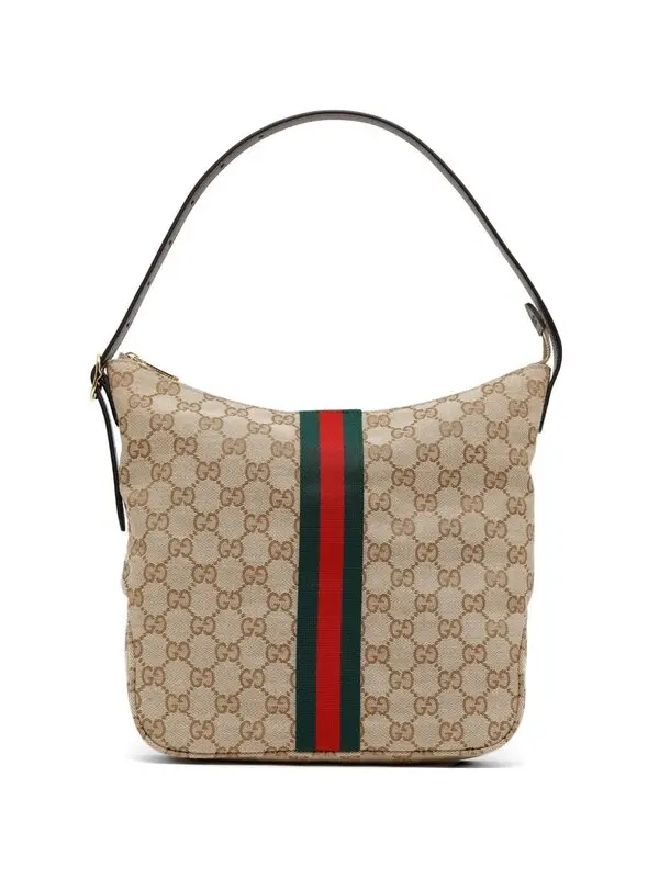 Gucci Monogrammed Canvas Lunetta Crossbody Bag With Web Stripe