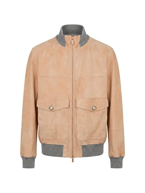 Brunello Cucinelli Suede Bomber Jacket - Multicolor
