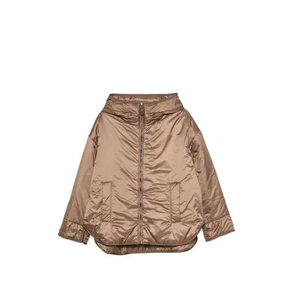 Max Mara Oversized Zip-up Jacket With Drawstring Hood - Brown