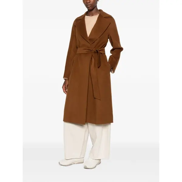 Max Mara Single Breasted Coat With Belt - Brown