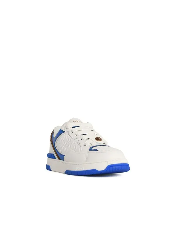 Versace Biggie Leather Sneakers With Medusa And Greca Motifs - White