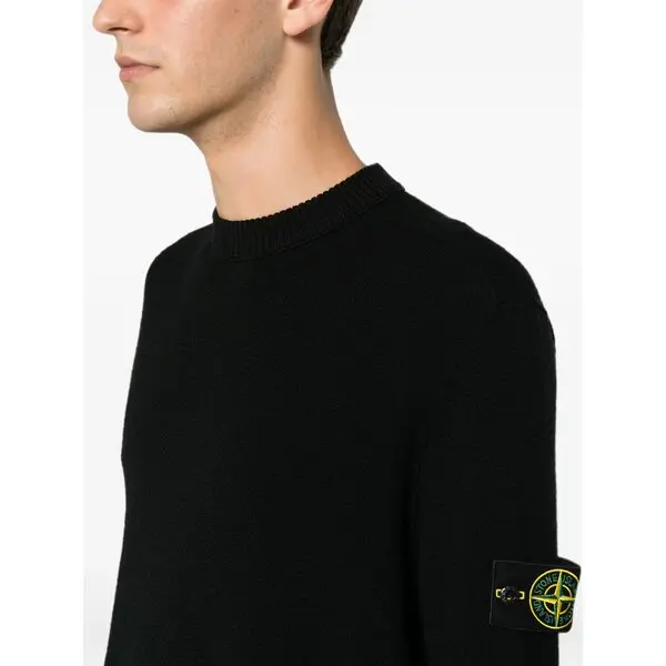 Stone Island Virgin Wool Crew Neck Jumper - Black