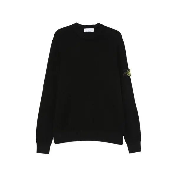 Stone Island Virgin Wool Crew Neck Jumper - Black